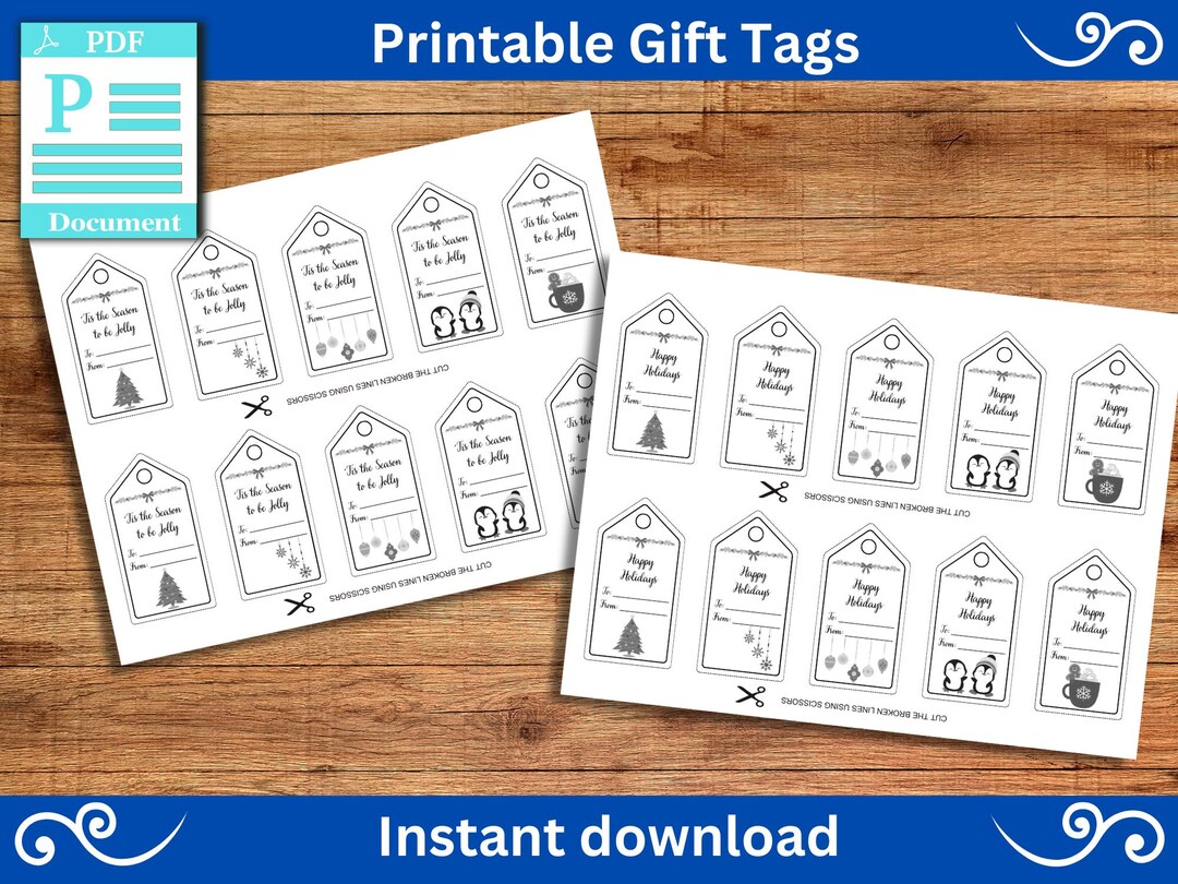 Printable Holiday Gift Tags PDF Printable - Etsy