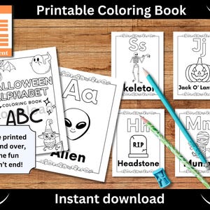 Halloween ABC Coloring Pages Printable Digital Download PDF - Etsy