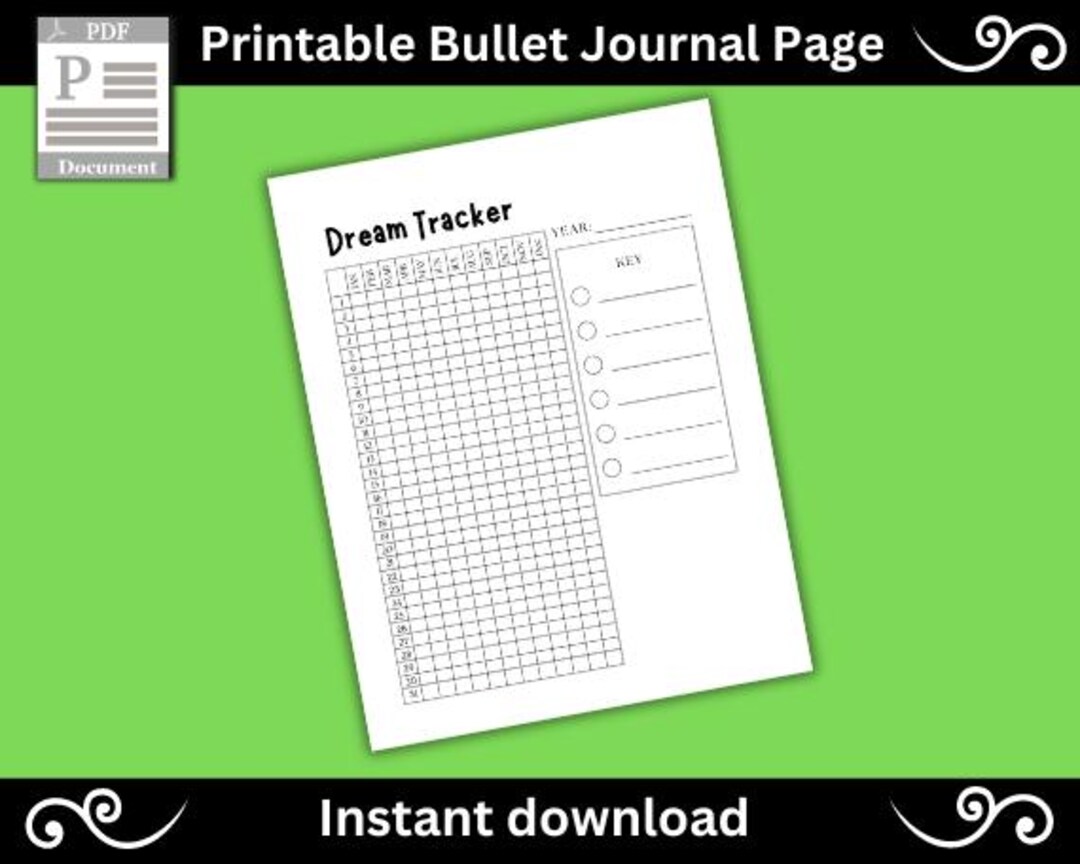 Dream Tracker Bullet Journal Printable PDF - Etsy