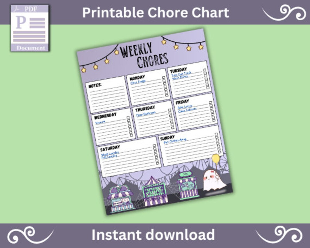 Spooky Carnival Weekly Chore Chart - Etsy