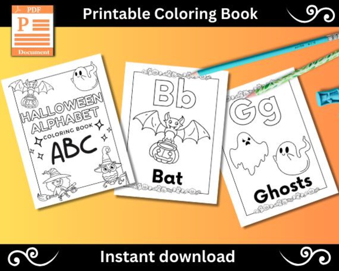 Halloween ABC Coloring Pages Printable Digital Download PDF - Etsy