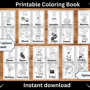 Halloween ABC Coloring Pages Printable Digital Download PDF - Etsy