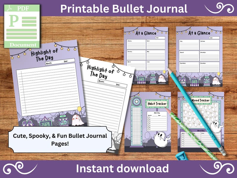 Spooky Carnival Printable Bullet Journal - Digital Download - Etsy