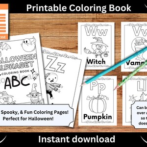 Halloween ABC Coloring Pages Printable Digital Download PDF - Etsy