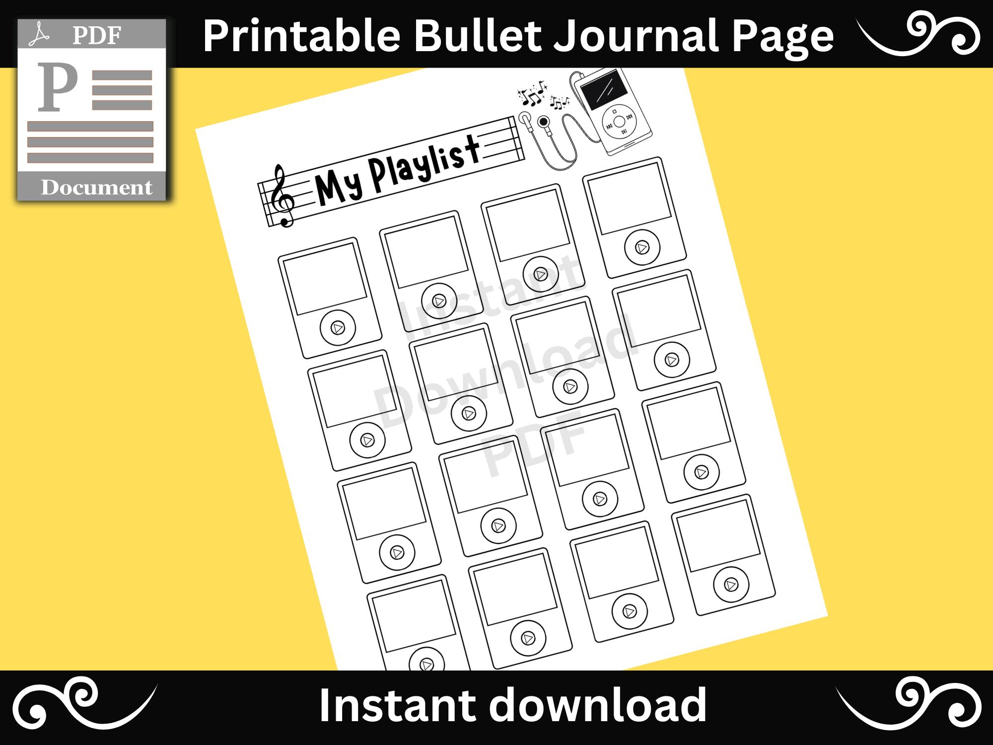 My Playlist - Bullet Journal - Printable PDF - Etsy