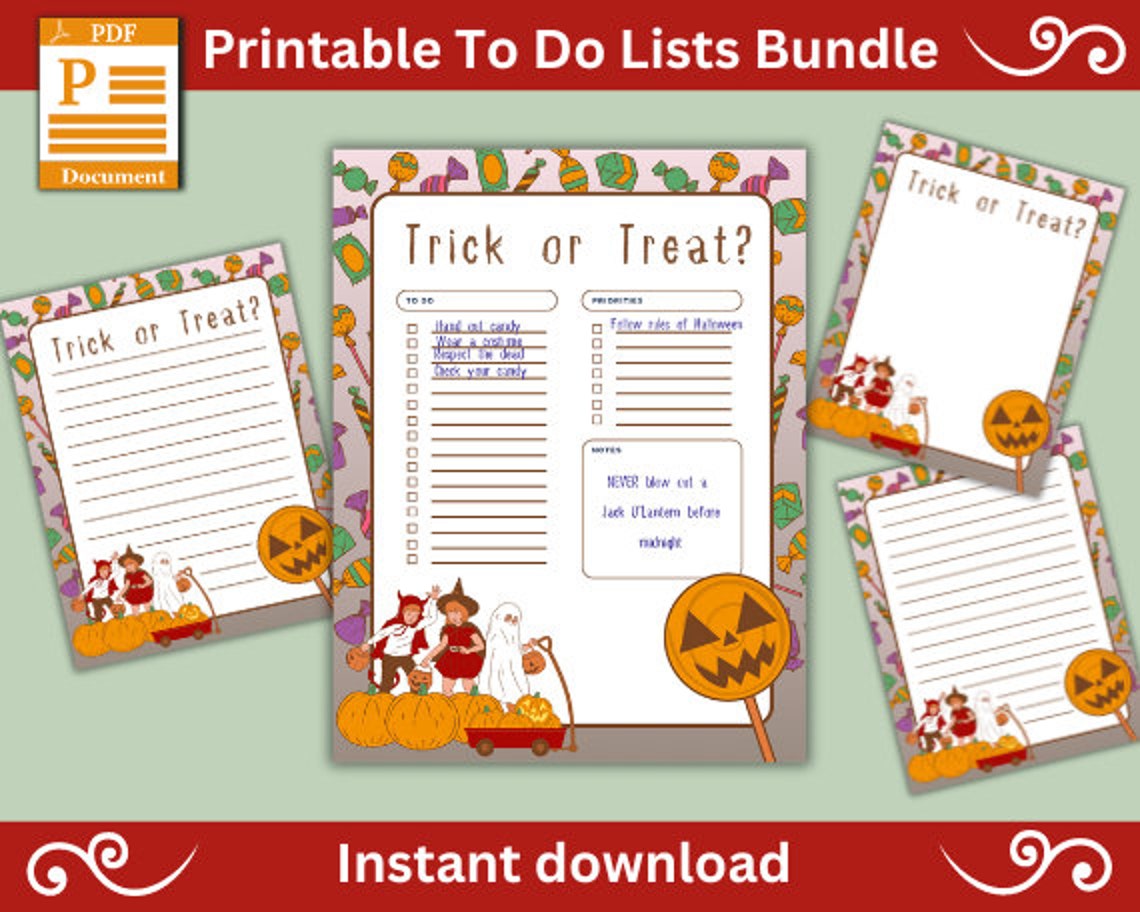 Trick or Treat to Do List Bundle - Etsy