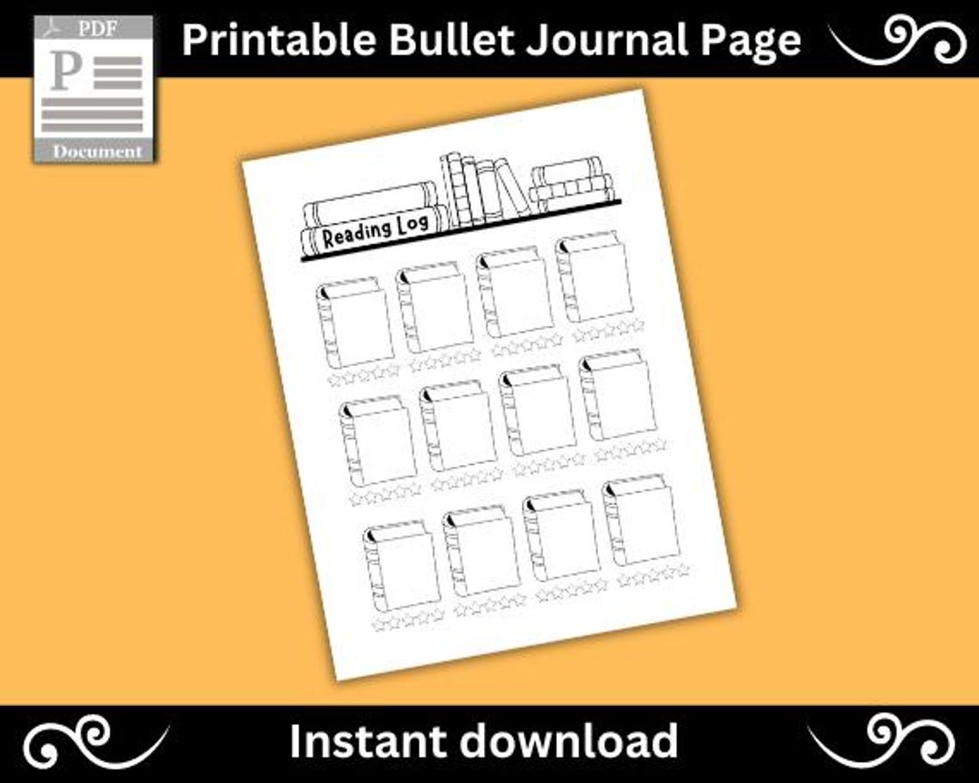 Reading Log Bullet Journal Printable PDF - Etsy