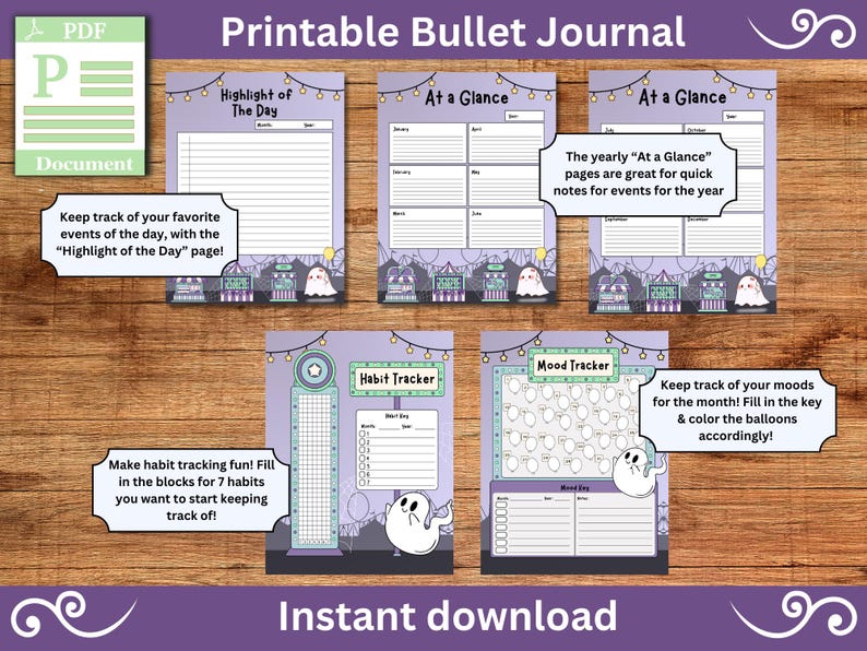 Spooky Carnival Printable Bullet Journal - Digital Download - Etsy