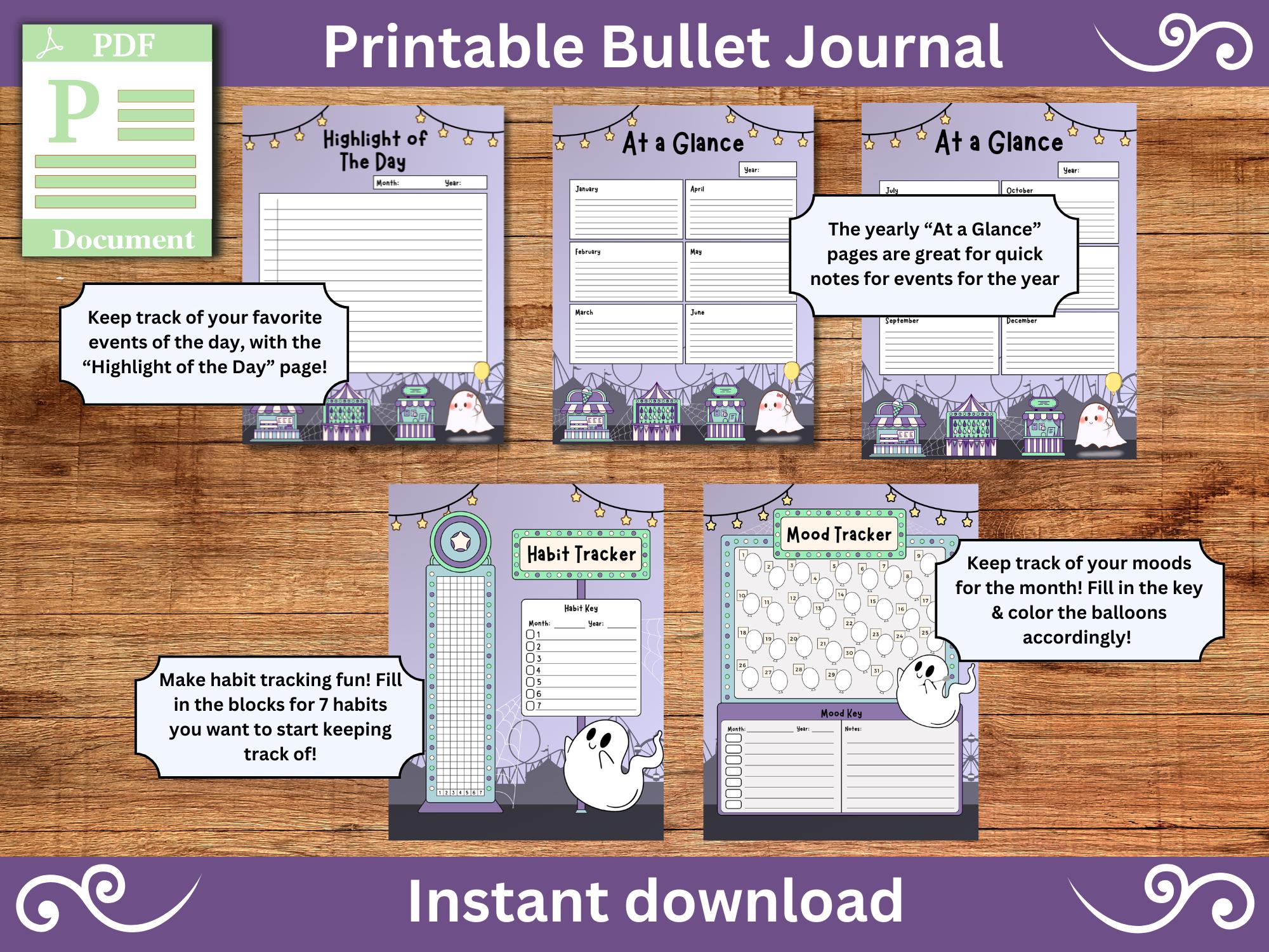 Spooky Carnival Printable Bullet Journal - Digital Download - Etsy