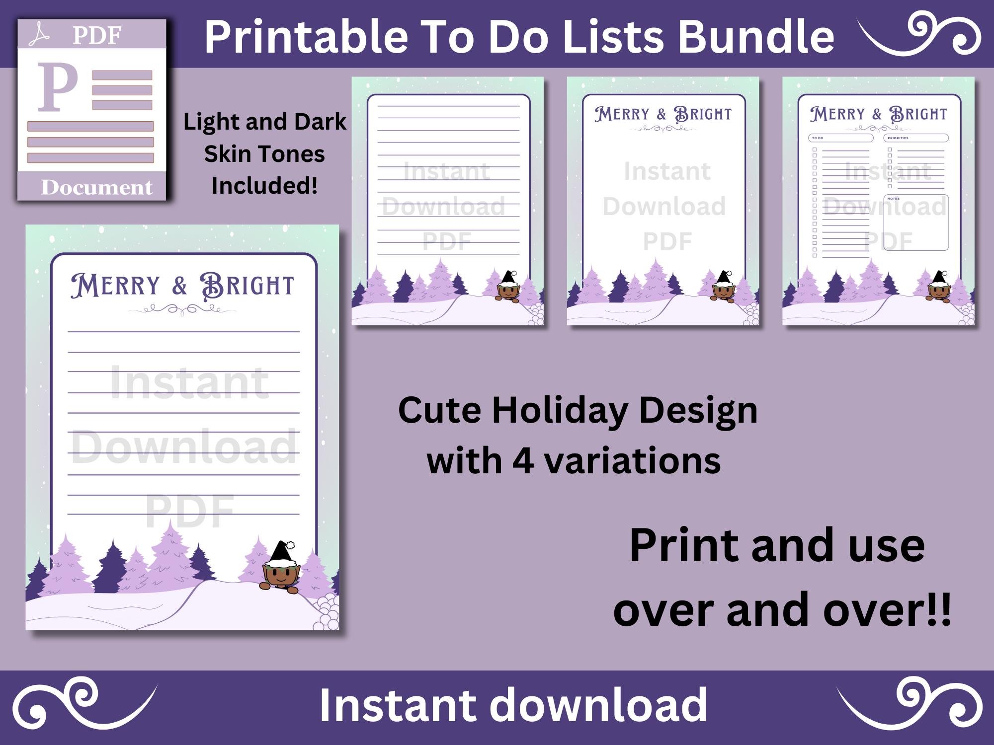 Merry & Bright Goth Elves PDF Printable to Do Lists - Etsy