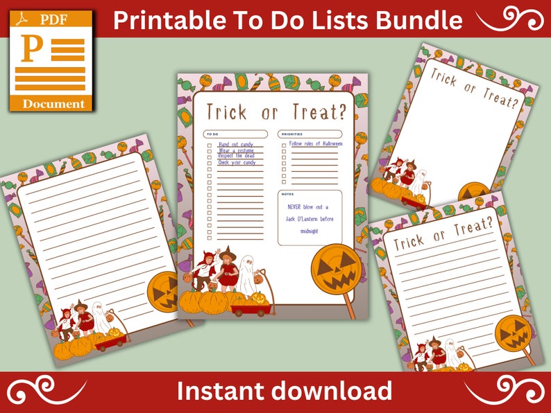Trick or Treat to Do List Bundle - Etsy