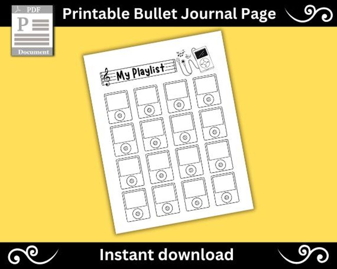 My Playlist - Bullet Journal - Printable PDF - Etsy