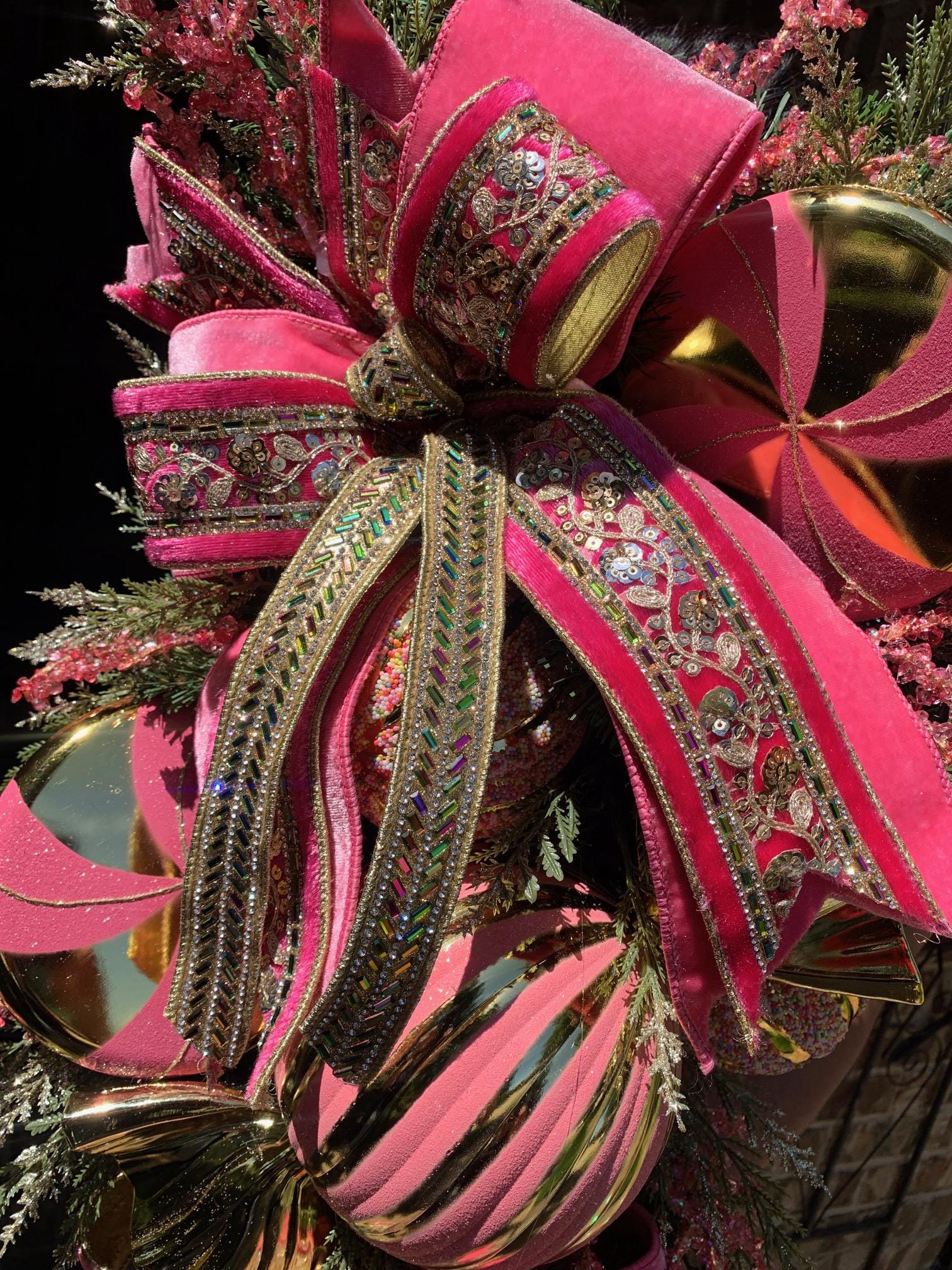 Luxury Christmas Candy Swag, Pink Candy Swag, Couture Pink & Gold Candy ...