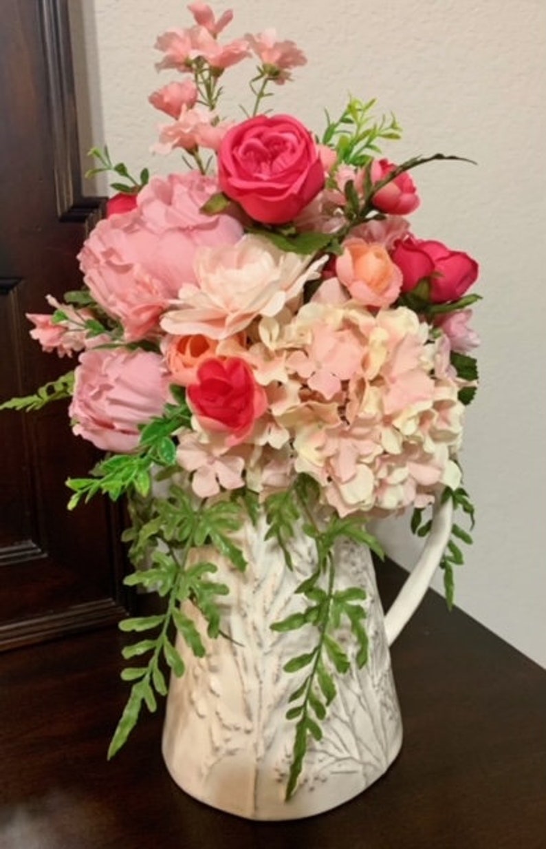 Pink Floral Arrangement, Shabby Chic Floral Décor, Cottagecore ...