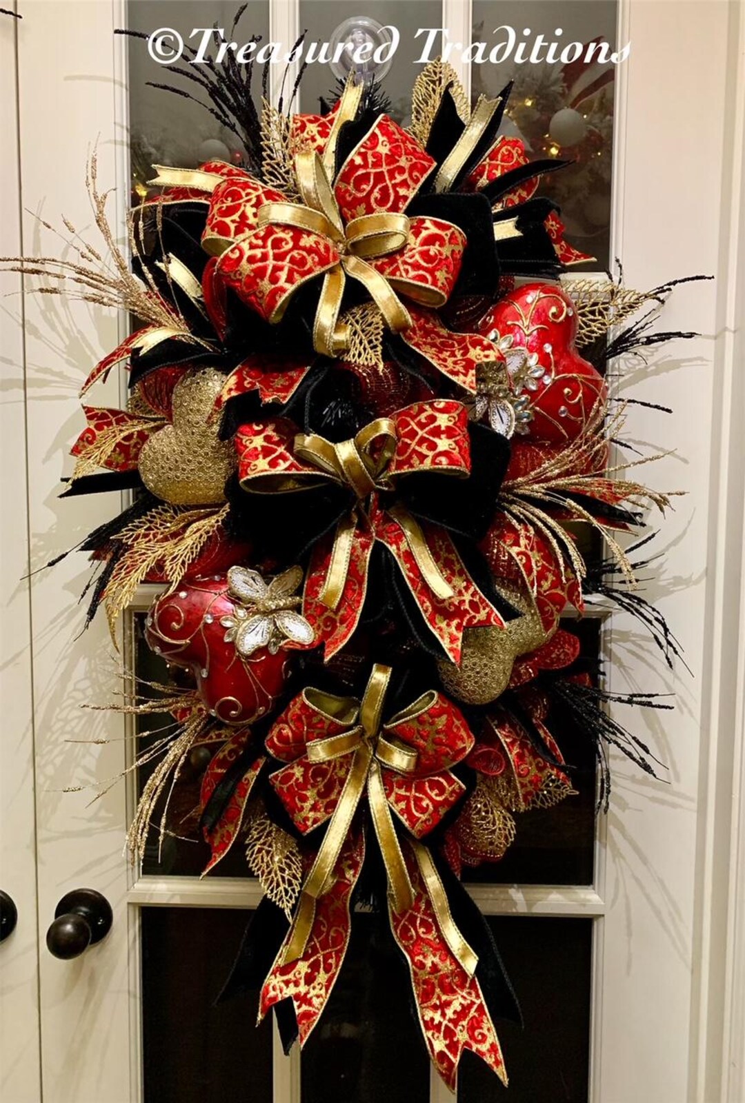 Valentine Swag, Red and Gold Swag, Heart Swag, Elegant Swag, Luxury ...