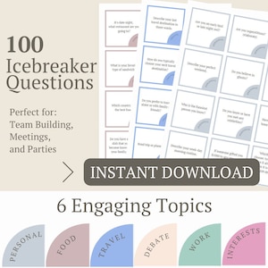 Fun Teambuilding Icebreaker Questions: 100 Instant Print Cards Perfect ...