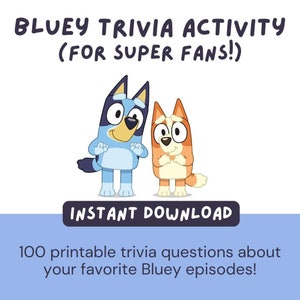 Printable Bluey Trivia Questions for Bluey Super Fans! Instant Download ...