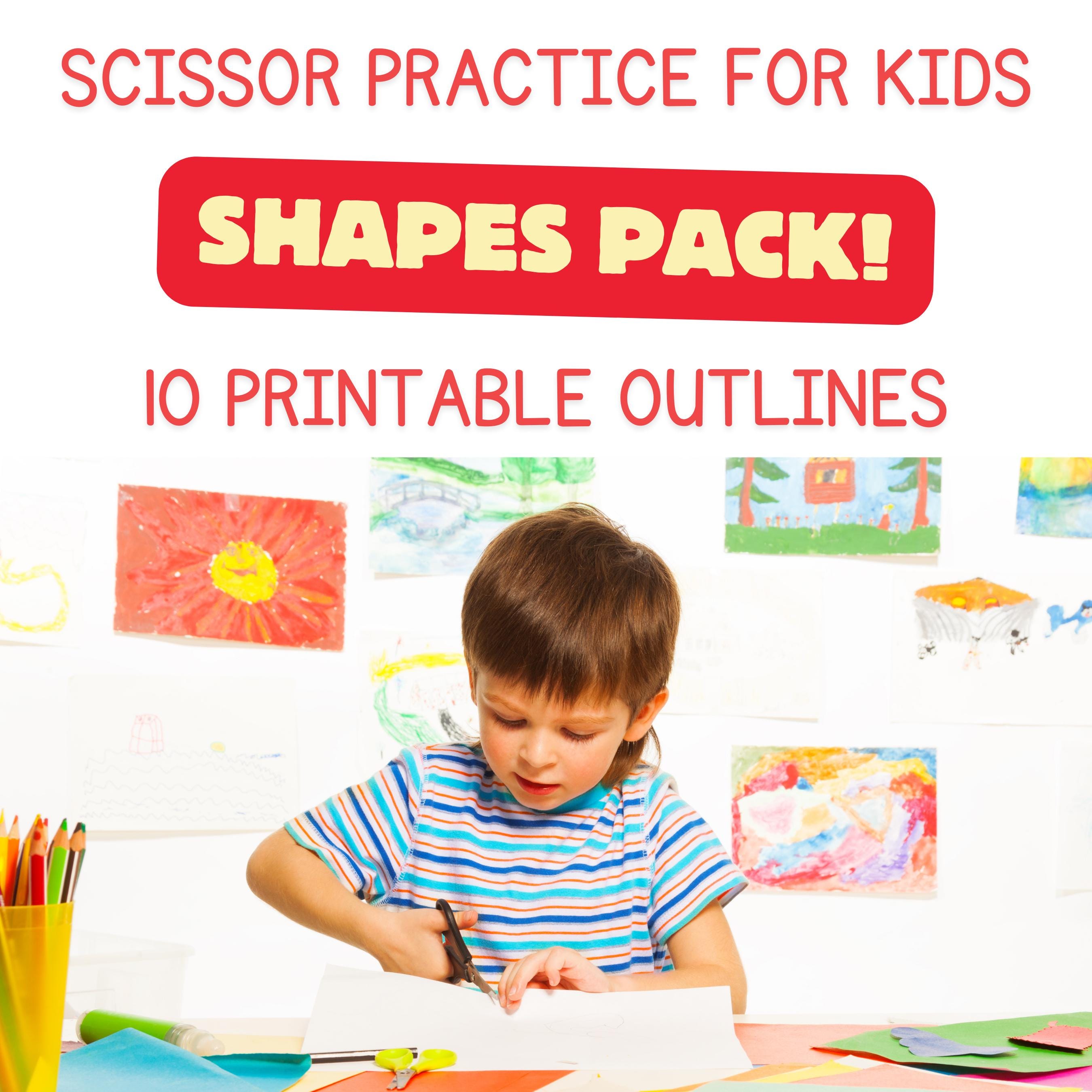 Printable Scissor Cutting Practice Pack 10 Shape Outlines for Kids Fine ...