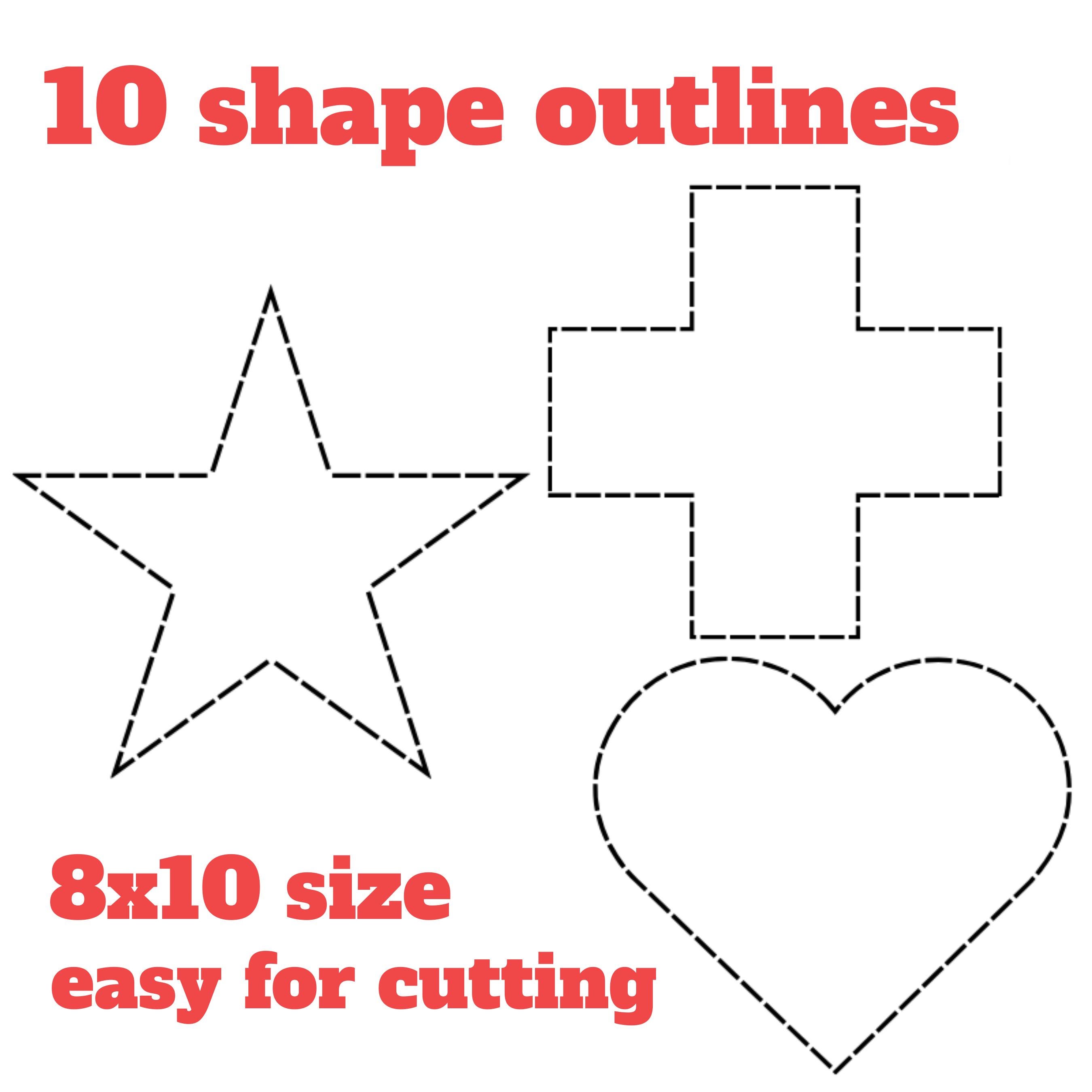 Printable Scissor Cutting Practice Pack 10 Shape Outlines for Kids Fine ...