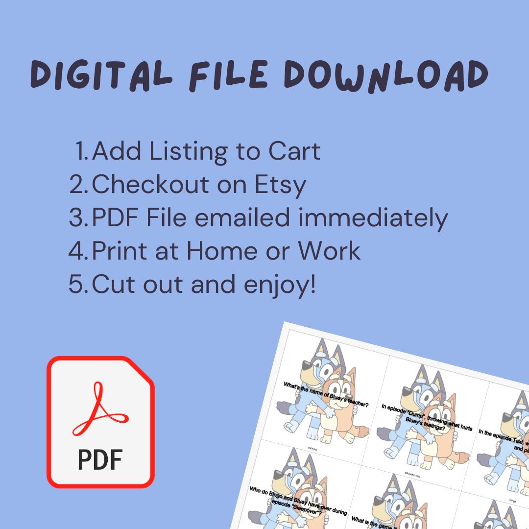 Printable Bluey Trivia Questions for Bluey Super Fans! Instant Download ...