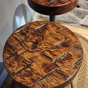 Rustic Hand Hewn Cast Iron Bar Stool - Etsy