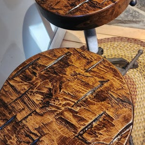 Rustic Hand Hewn Cast Iron Bar Stool - Etsy