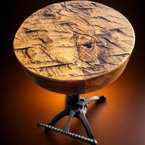 Rustic Hand Hewn Cast Iron Bar Stool - Etsy