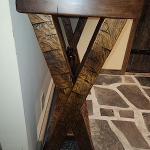 Rustic Farmhouse Hand Hewn Console Table With X Legs Unique Country ...