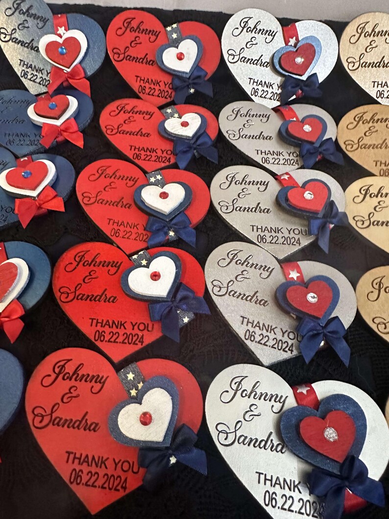 Proud American Wood Hearts Favors for Weddings. Stars and Stripes ...