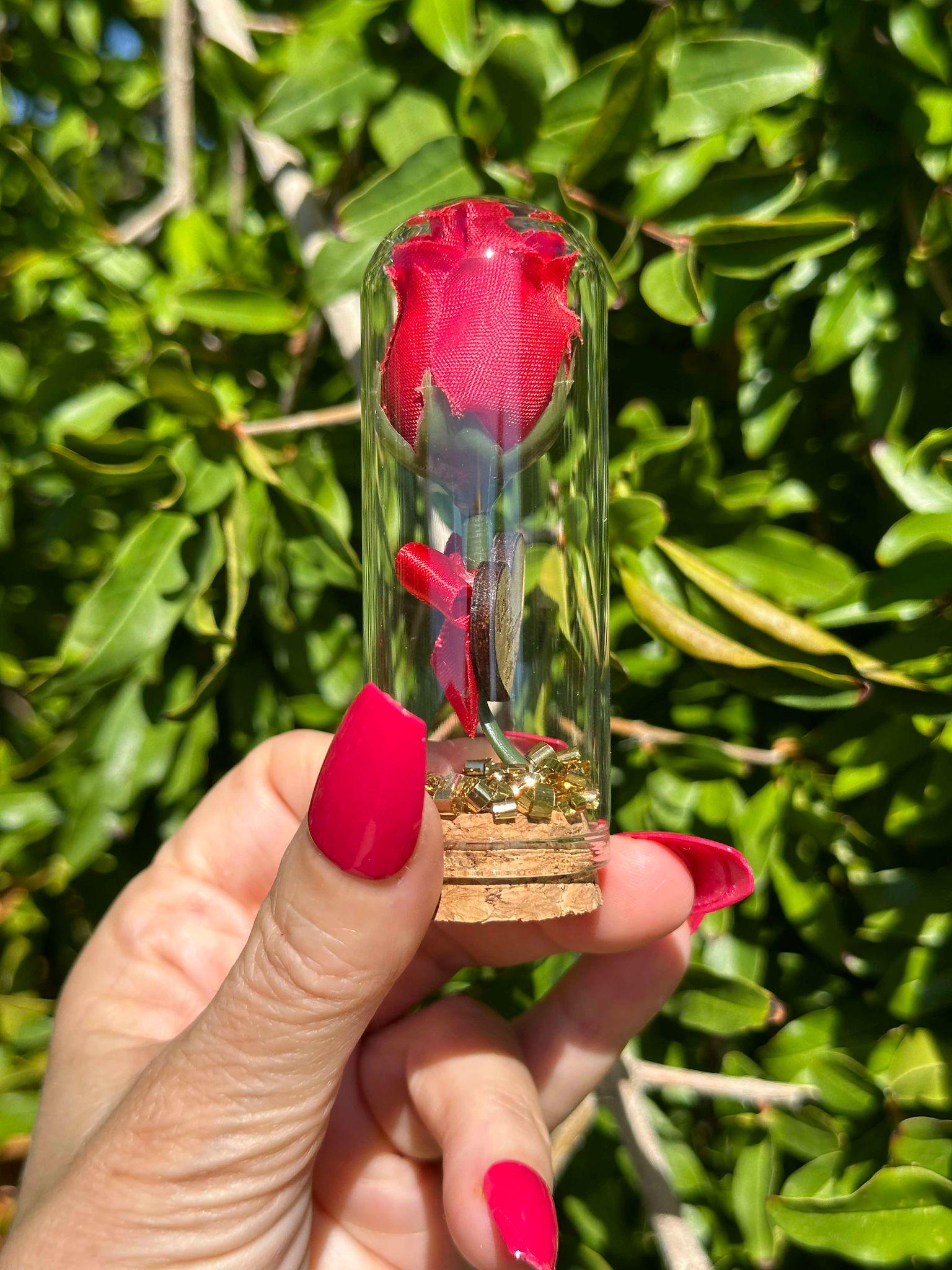 Red Rose and Satin Red Ribbon in Glass Tube Wedding Favors, Quinceanera ...