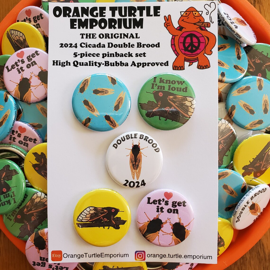 Cicada Pinbacks 5piece Set 2024 Cicadas Funny Cicadas Cicada Art Double ...