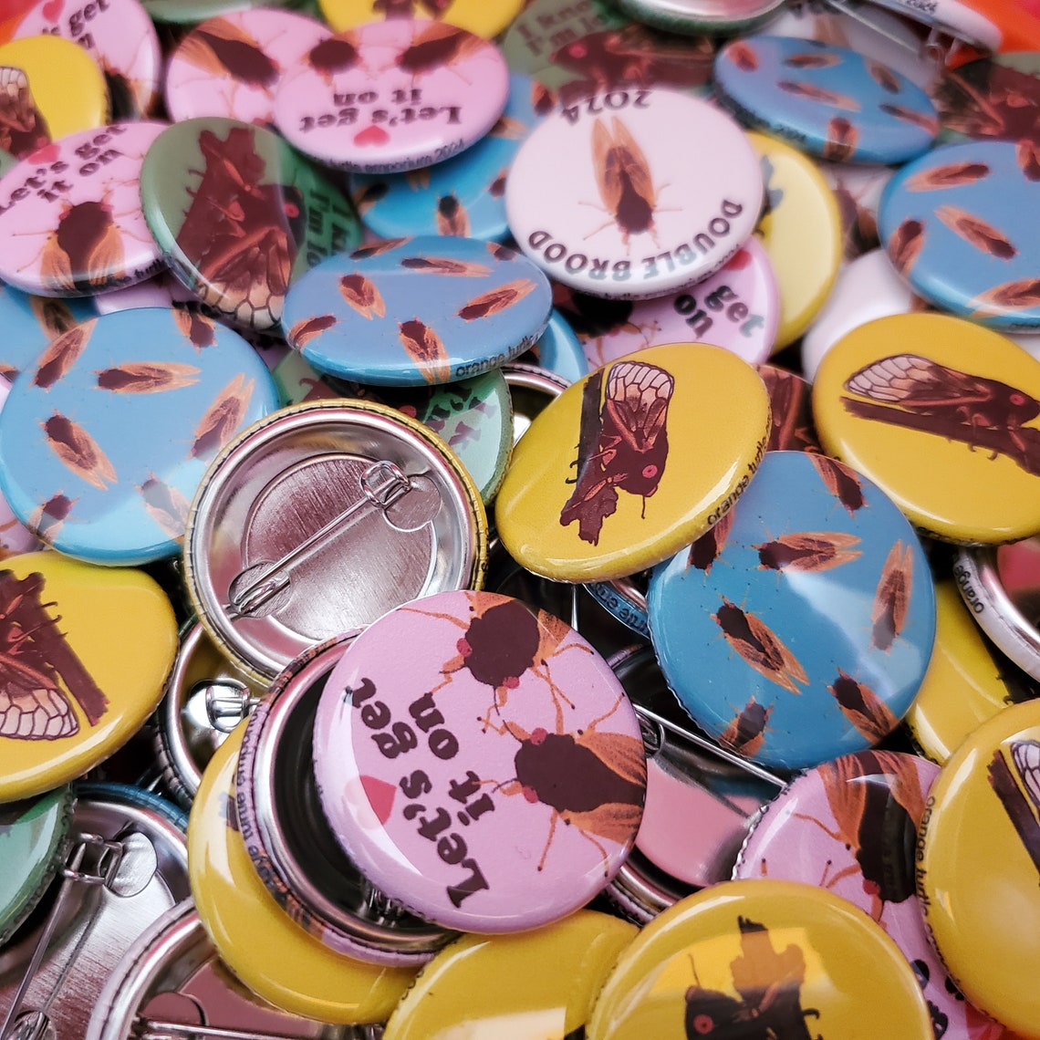 Cicada Pinbacks 5piece Set 2024 Cicadas Funny Cicadas Cicada Art Double ...