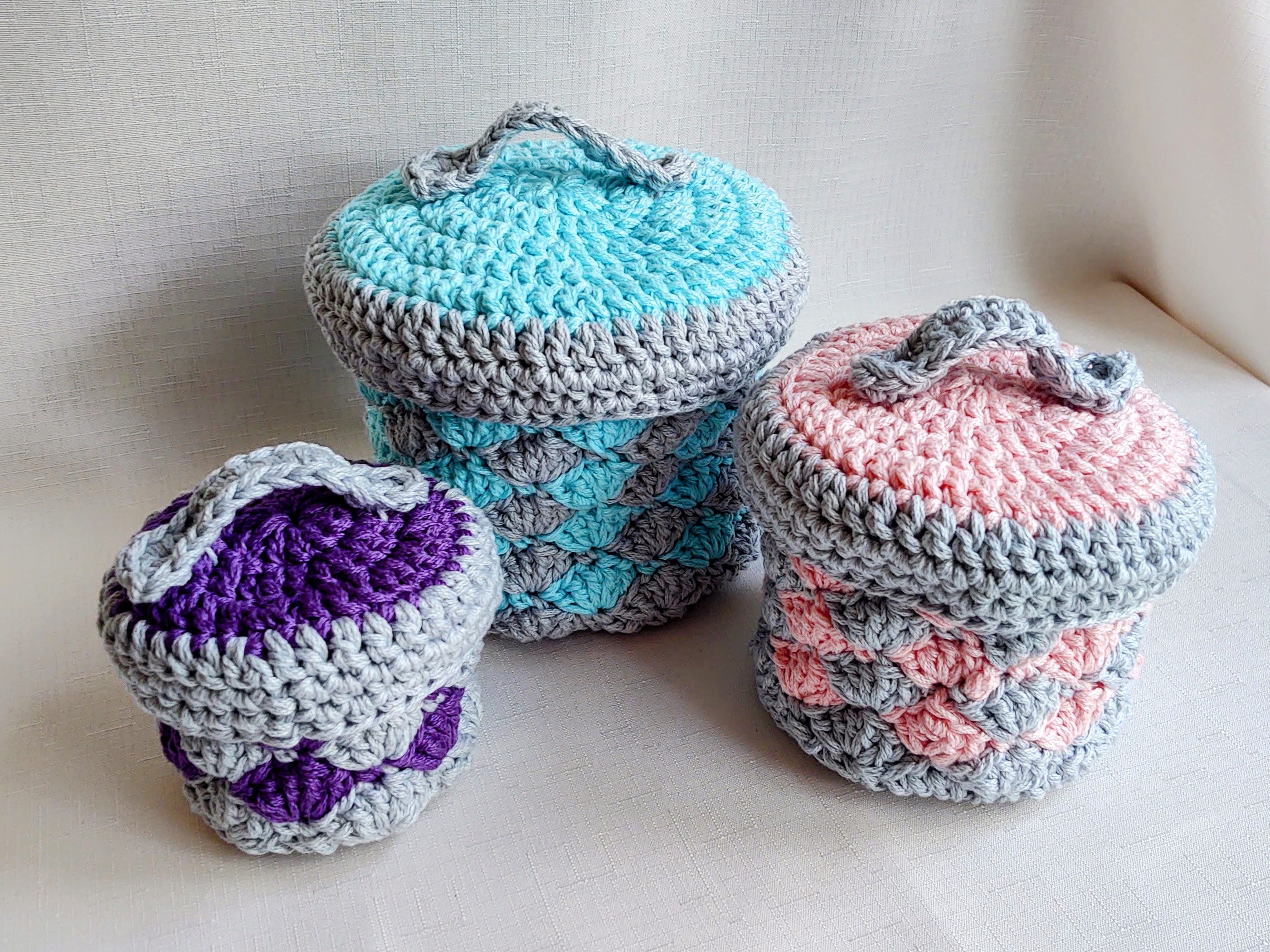 Crochet Pattern 3-in-1 Storage Boxes With Lids - Etsy