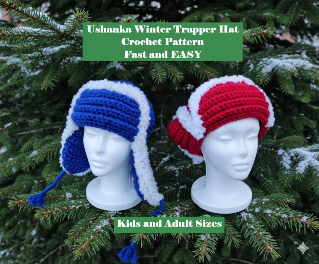 Ushanka Winter Trapper Hat Crochet Pattern - PDF Download Only. Kids ...