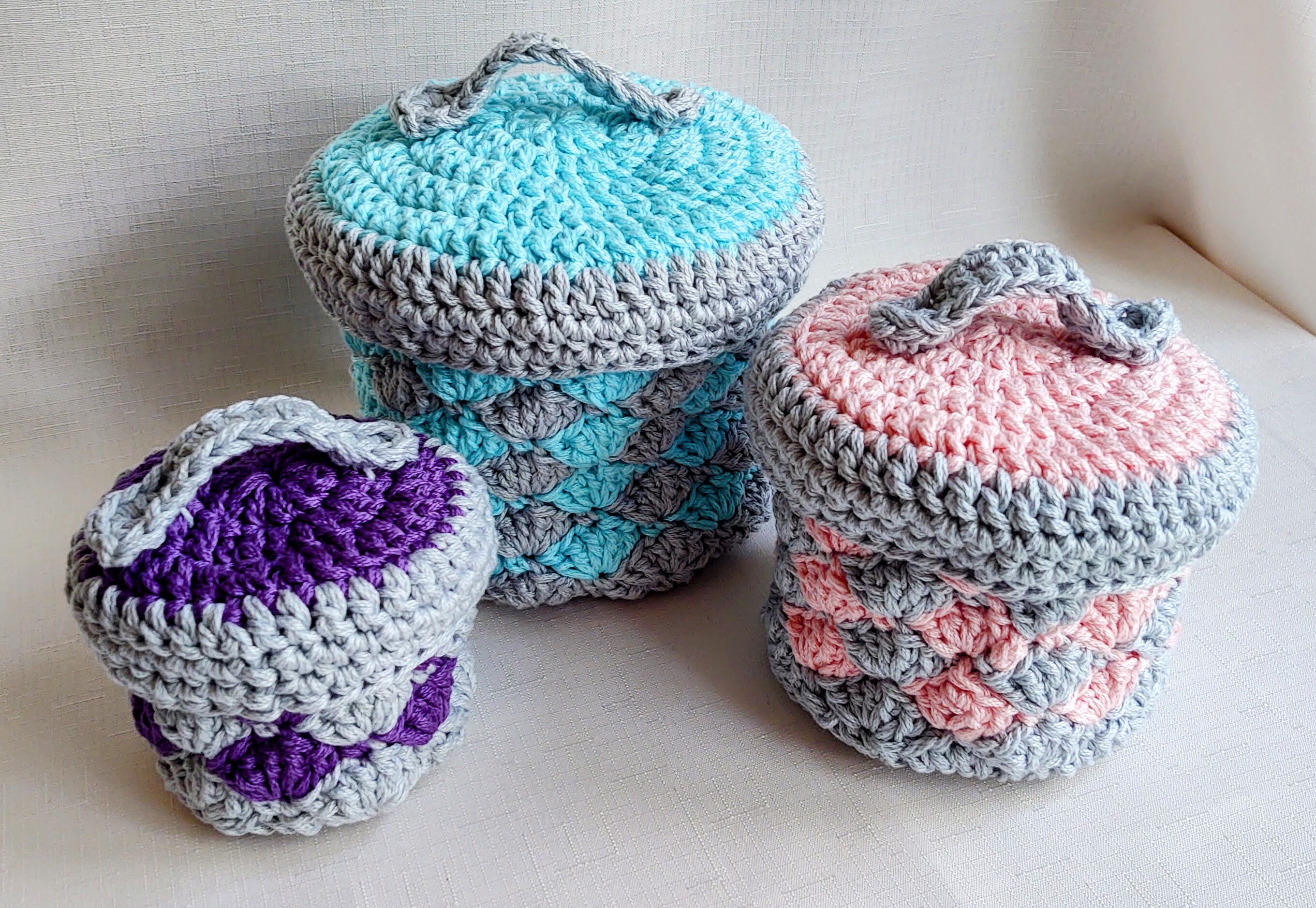Crochet Pattern 3-in-1 Storage Boxes With Lids - Etsy