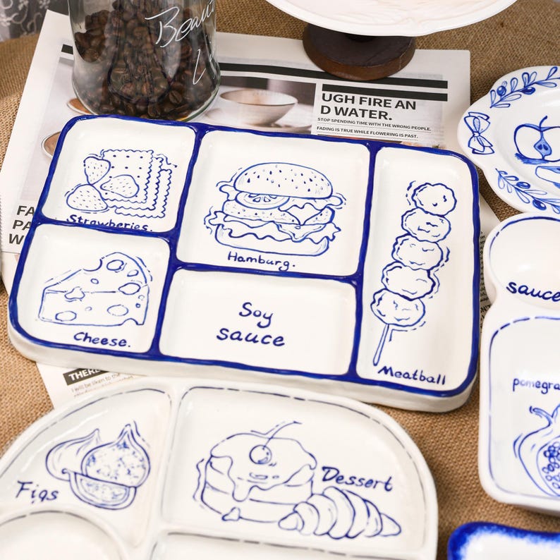Custom Lunch Snack Tray Personalized Handpainted Special Snack Plate ...
