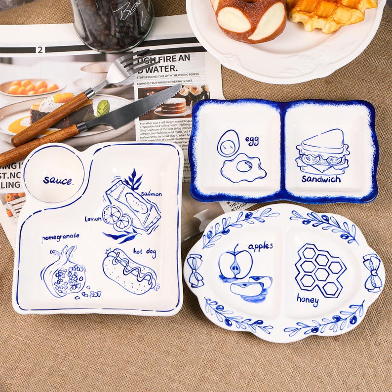 Custom Lunch Snack Tray Personalized Handpainted Special Snack Plate ...