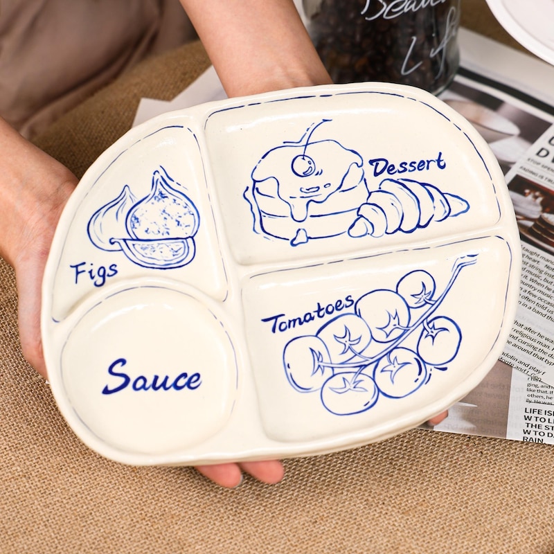 Divided Pottery Plates - Etsy