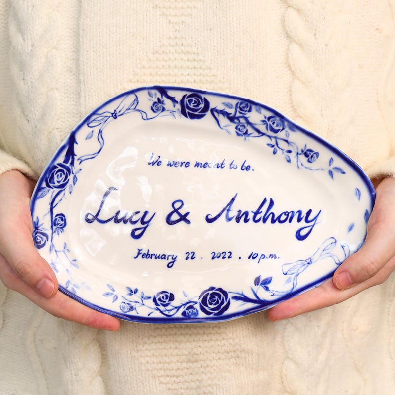 Custom Wedding Decorative Plate Personalized Bride and Groom Happy ...