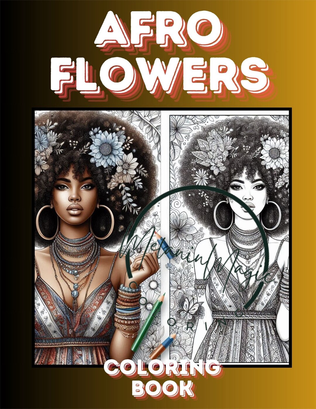 Afro Flowers Coloring Book, Melanin Coloring, Black Girls Coloring Book ...