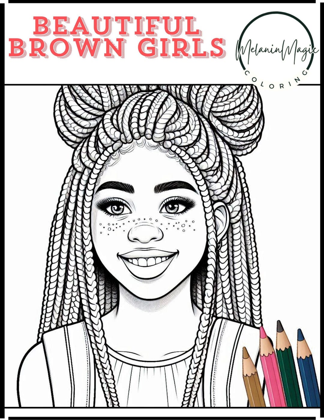 Beautiful Brown Girls Coloring Pages, Digital Coloring Book, Melanin ...