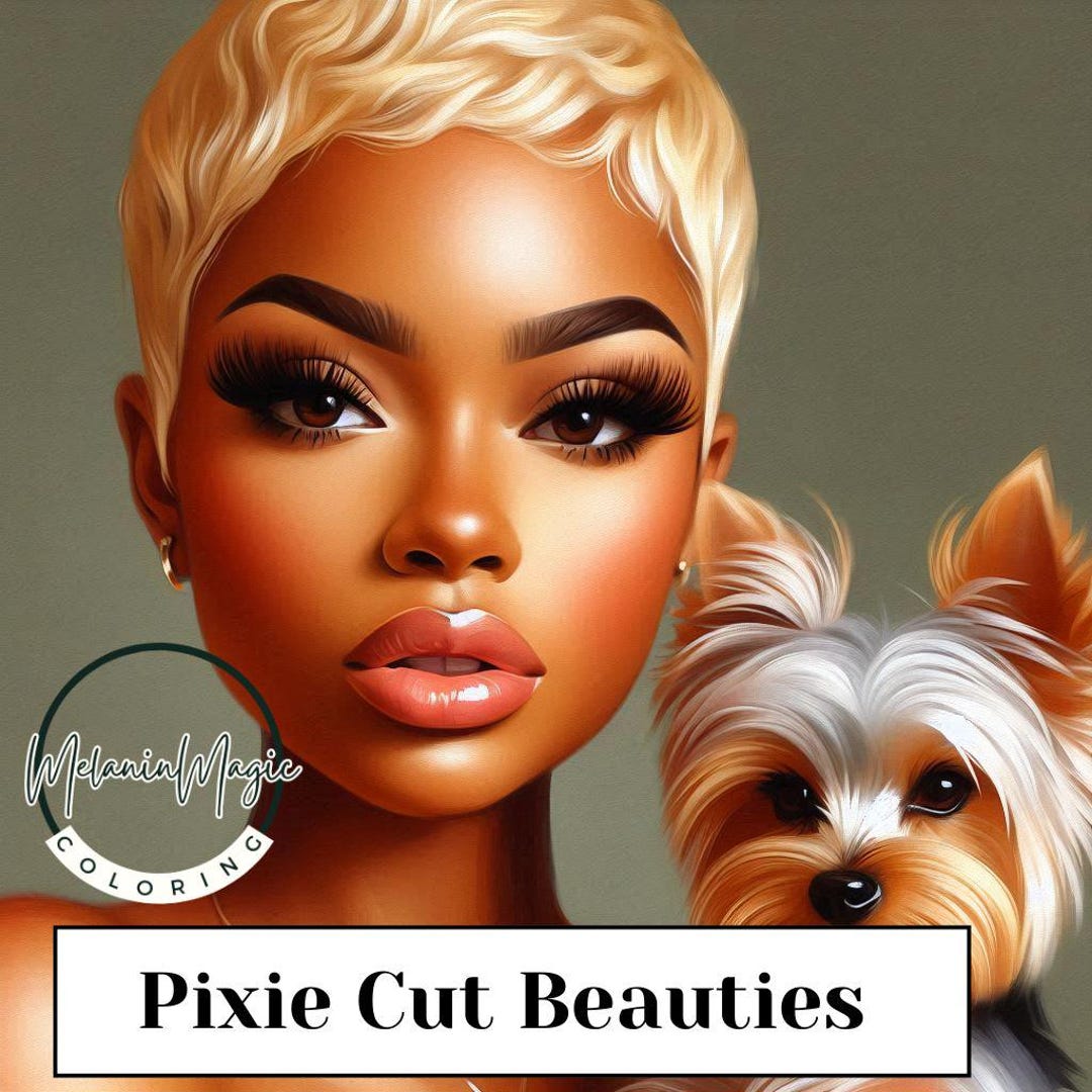 Pixie Cut Cuties, Melanin Coloring, Black Women & Girls Coloring Book ...