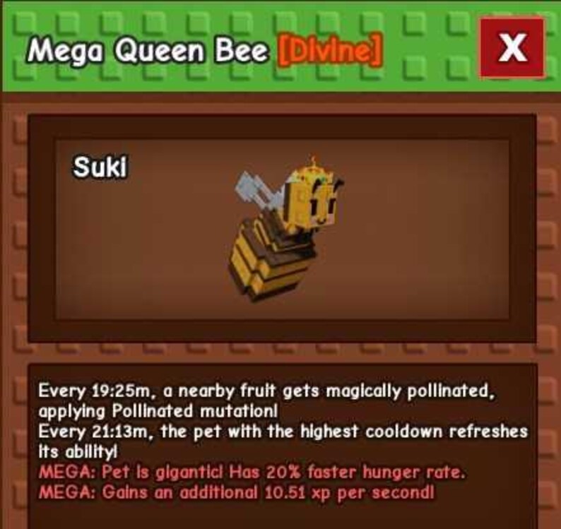 Roblox Grow A Garden - Mega Queen Bee 1 Piece | Bee Egg | Divine Pet ...