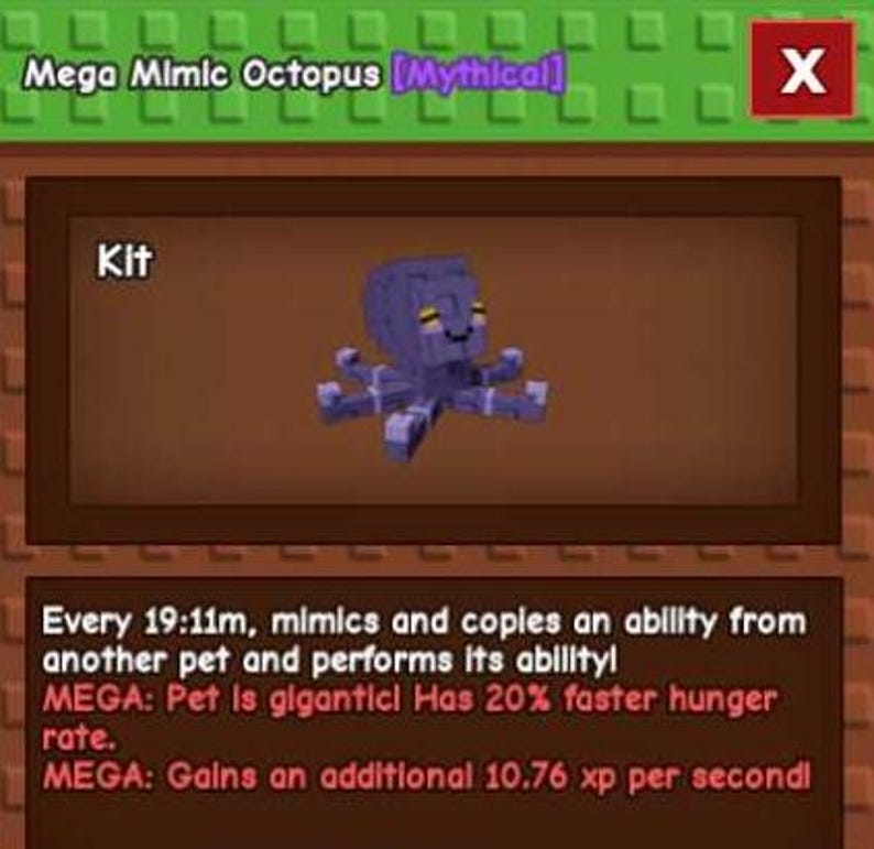 Roblox Grow A Garden - Mega Mimic Octopus 1 Piece | Paradise Egg ...