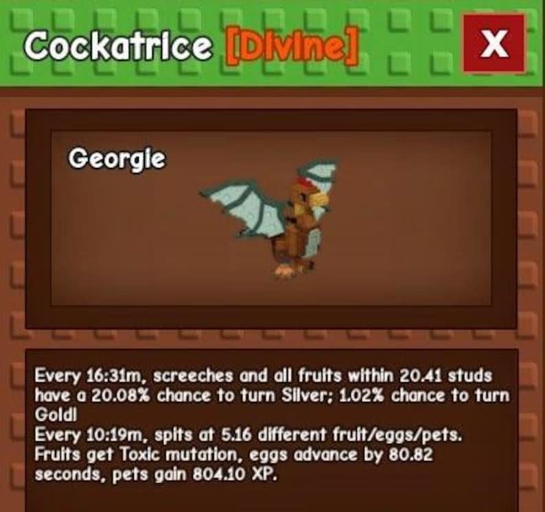 Roblox Grow A Garden - Cockatrice 1 Piece | Enchanted Egg | Divine Pet ...