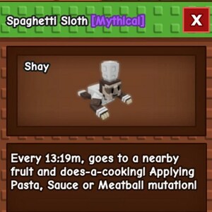 Roblox Grow A Garden - Spaghetti Sloth 1 Piece | Gourmet Egg | Mythical ...