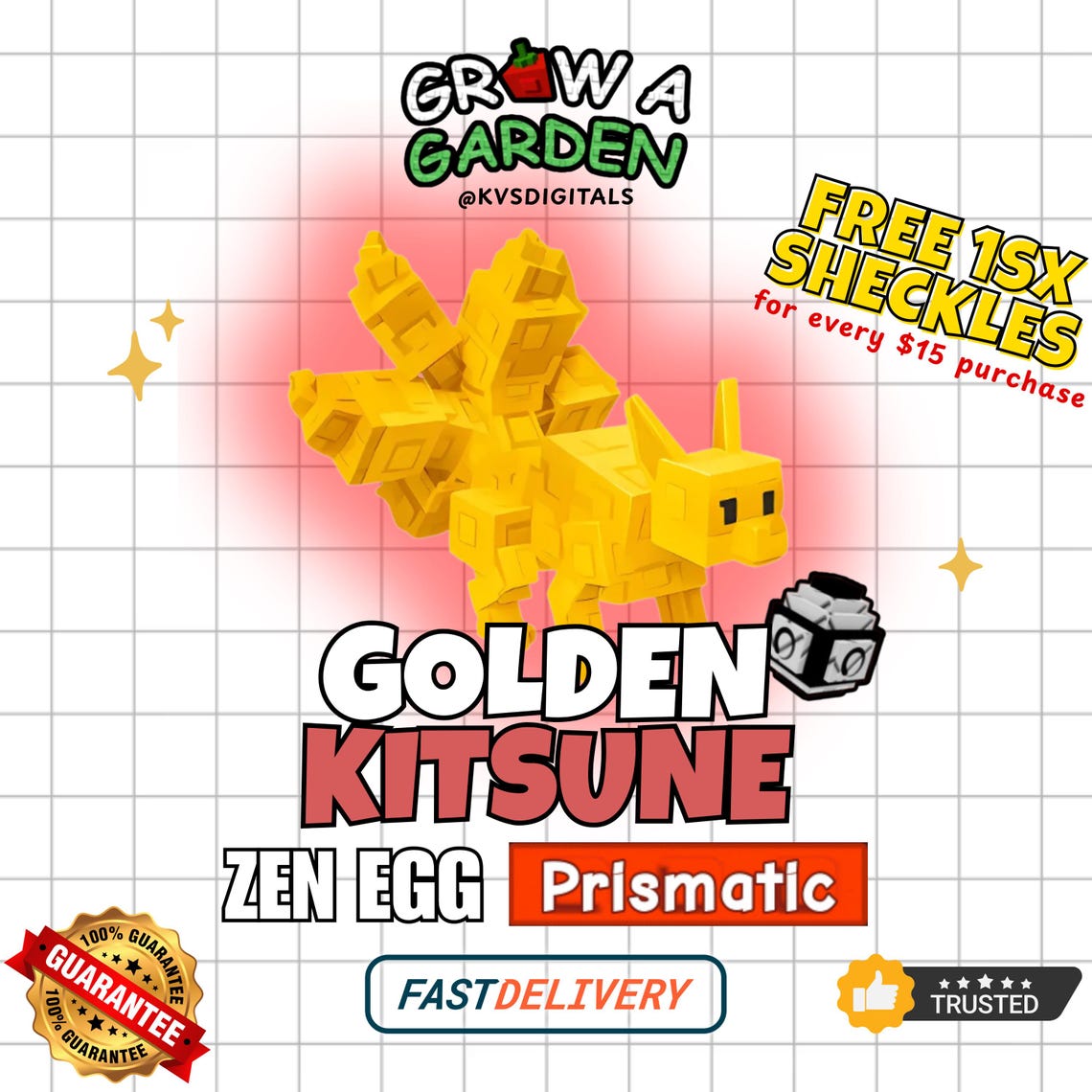 Roblox Grow A Garden - Golden Kitsune 1 Piece | Zen Egg | Prismatic Pet ...
