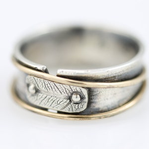 Bridge Ring, Mens Ring, Wedding Band, Silver and Gold Ring, Mixed Metal ...