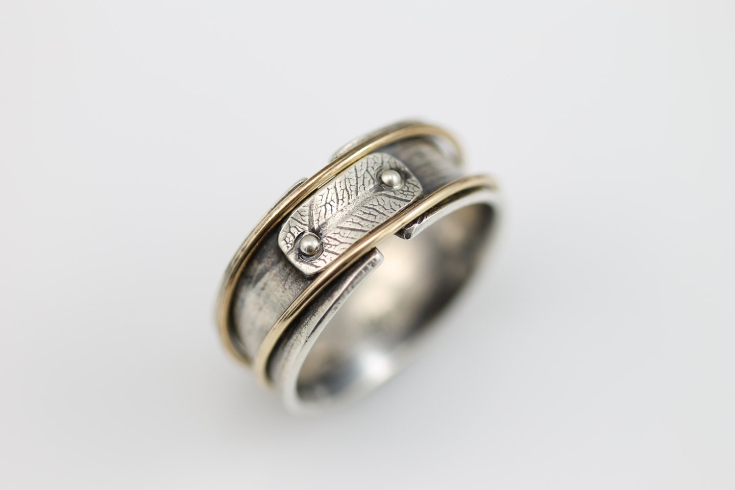 Bridge Ring mens ring wedding band silver and gold ring | Etsy