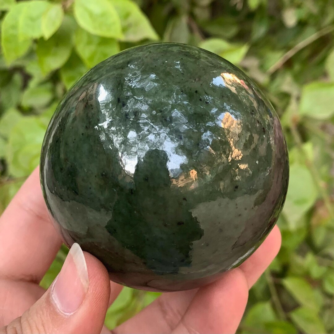 598g Top Quality Green Nephrite Jade, Nephrite Jade, Nephrite Sphere, Nephrite Jade Sphere, Jade ...